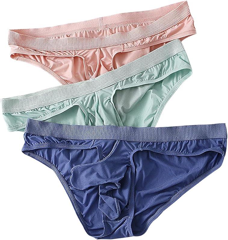 Mens Ice Silk Bulge Enhancing Briefs Big Pouch Breathable Flat Corner ...