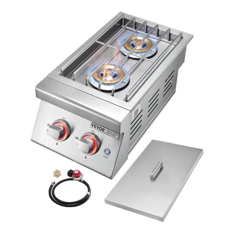 VEVOR Double Grilling Side Burners, 2x 15, 000BTU Liquid Propane Side ...
