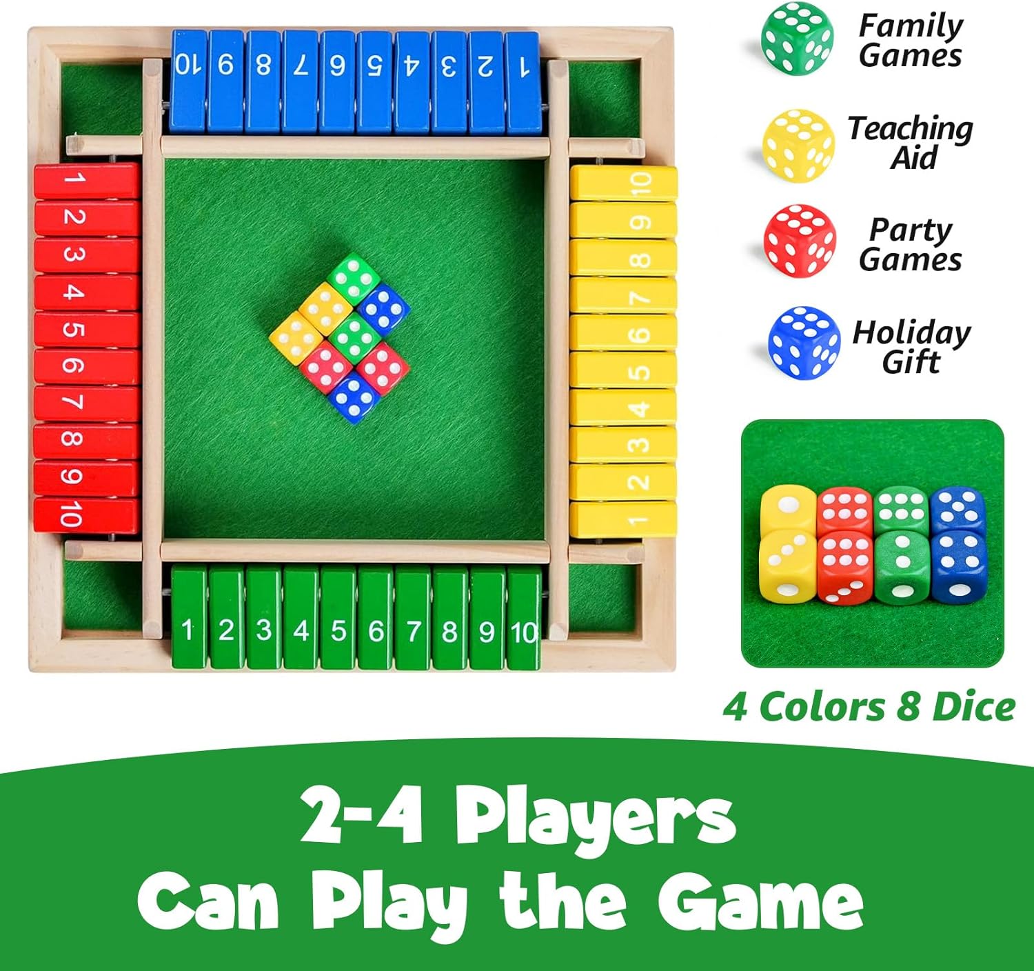 2-4 Player Family Wooden Board Games,Family Math Games for Adults and ...