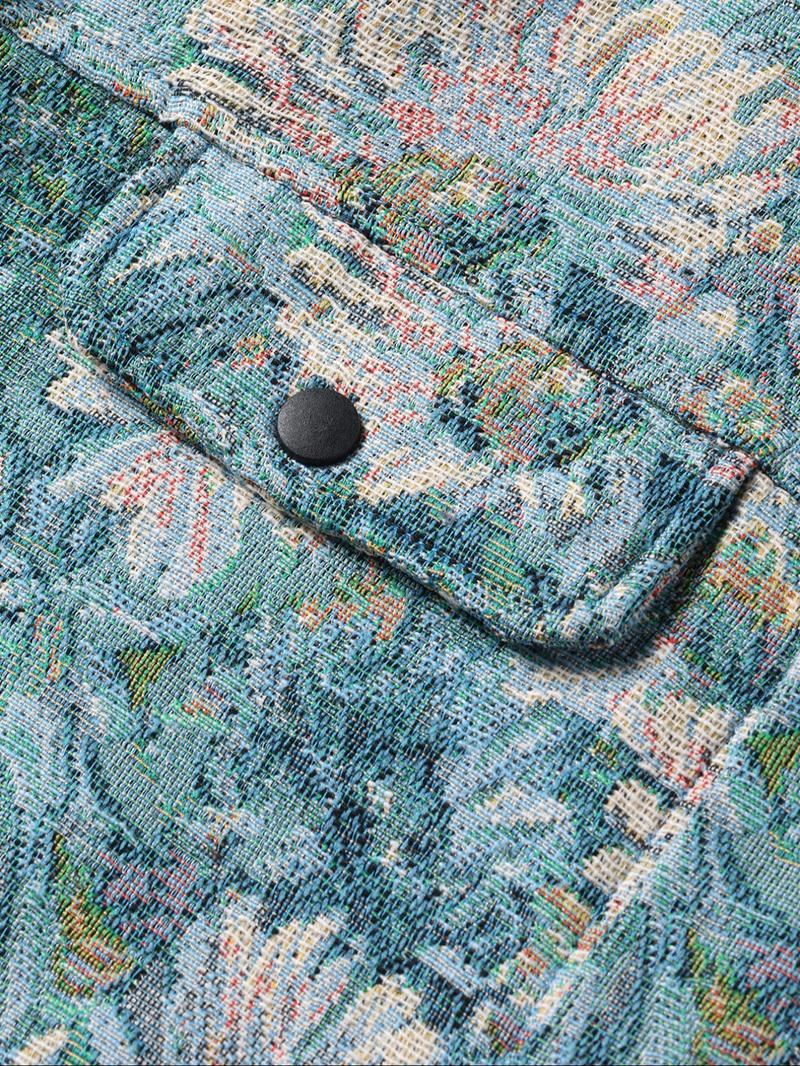 Men's Floral Print Button Front Jacket Coats Regular Fit Casual Long ...