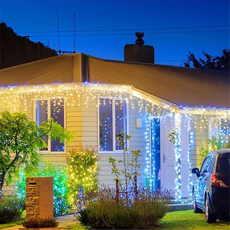 Solar Powered 96/162 LEDs Garland LED Curtain Icicle Lights Festoon ...
