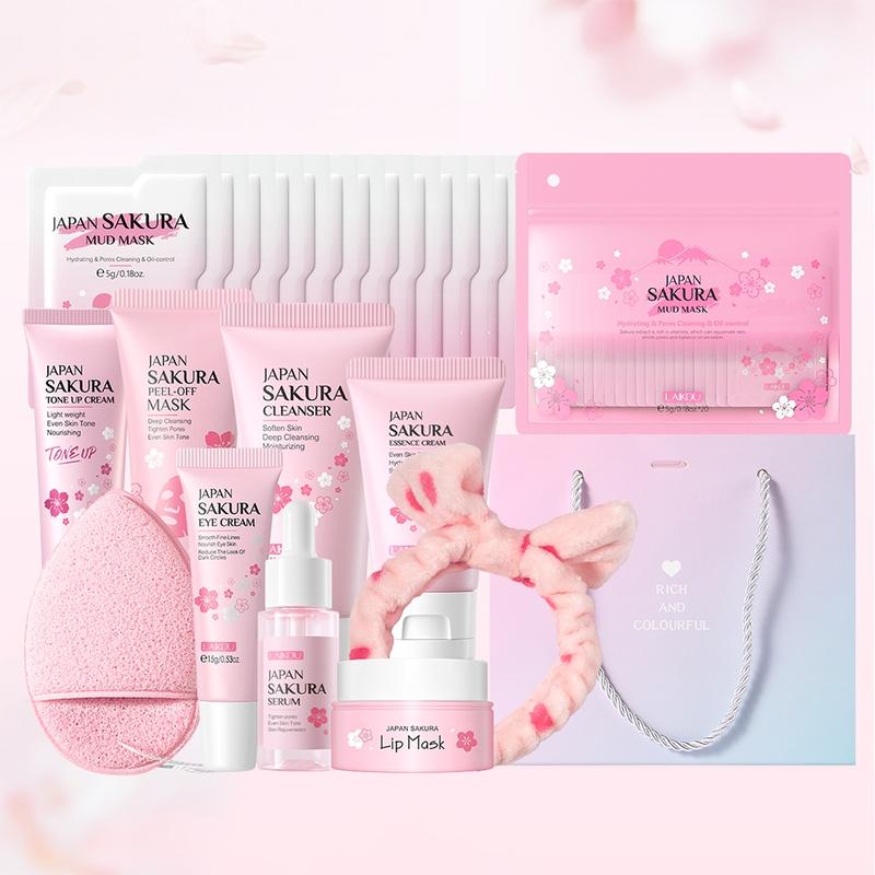 Sakura Skincare Set (1 Set), Facial Cleanser & Cream & Eye Cream ...