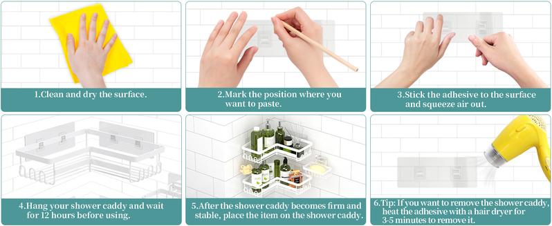 Corner Shower Caddy, 3 Pack Adhesive Bathroom Accessories with Soap ...