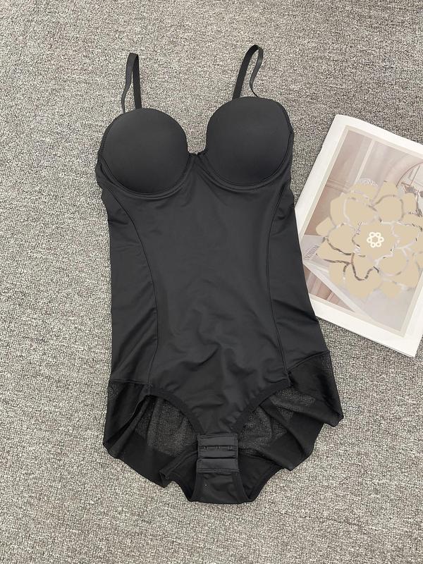 Women's Solid Ruched Sheer Cami Shapewear Bodysuit, Tight Fits Solid ...