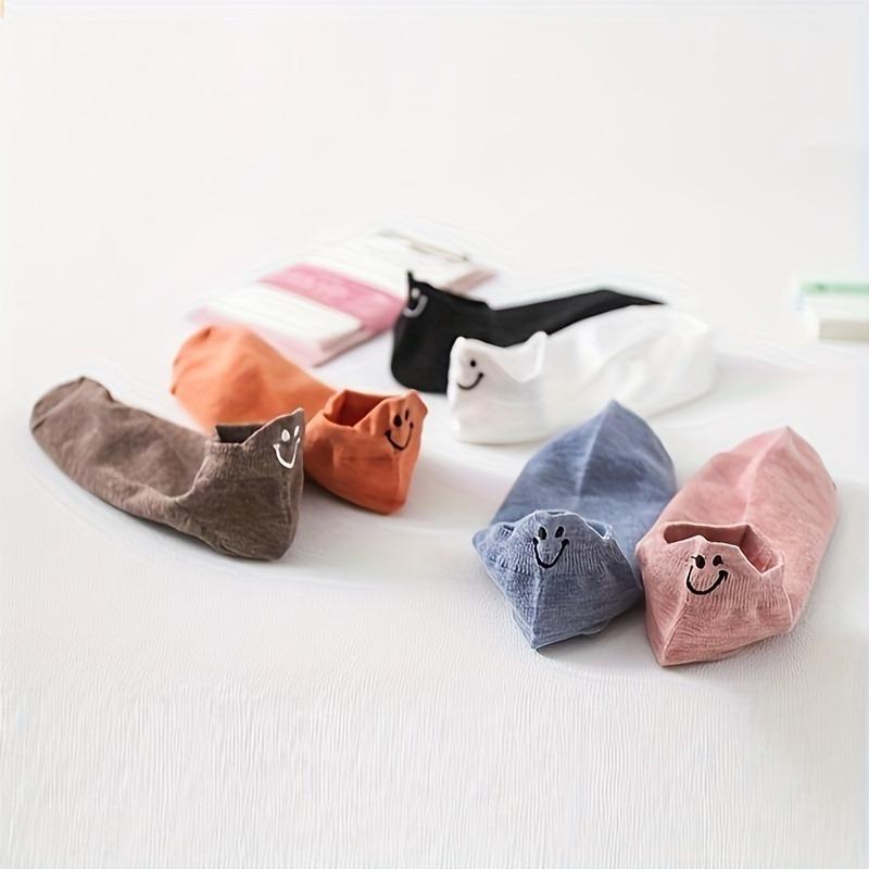Smiling Face Pattern, Assorted Colors 1pcs Cute Face Ankle Socks for ...