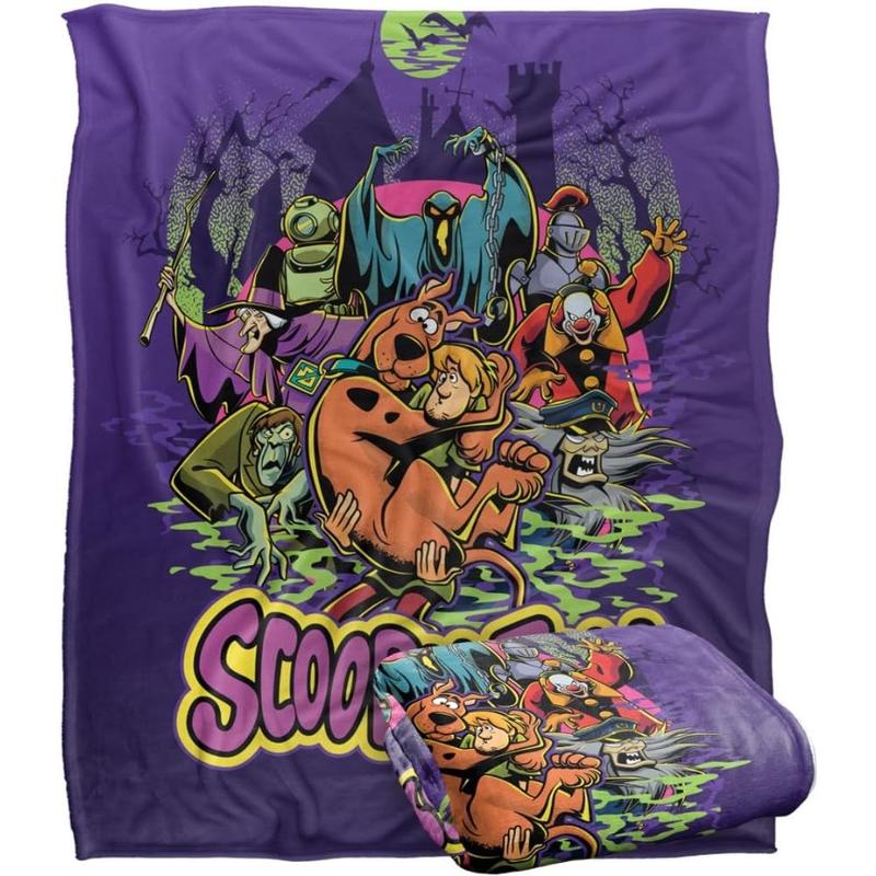 Scooby Doo Spooky Poster Scene Blanket Silky Touch Super Soft Throw for ...