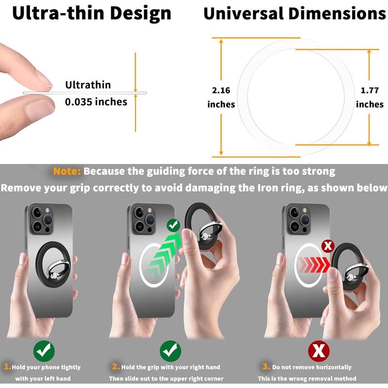 2 count Metal Ring Sticker for Pop Socket Grip, Adapter Adhesive for ...