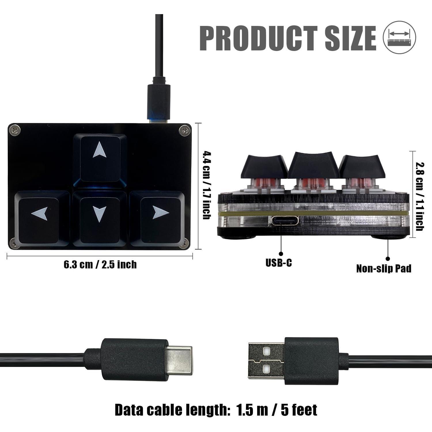 Mini 4-Key Keypad WASD Arrow Key Keycaps Keyboard One-Handed Mechanical ...