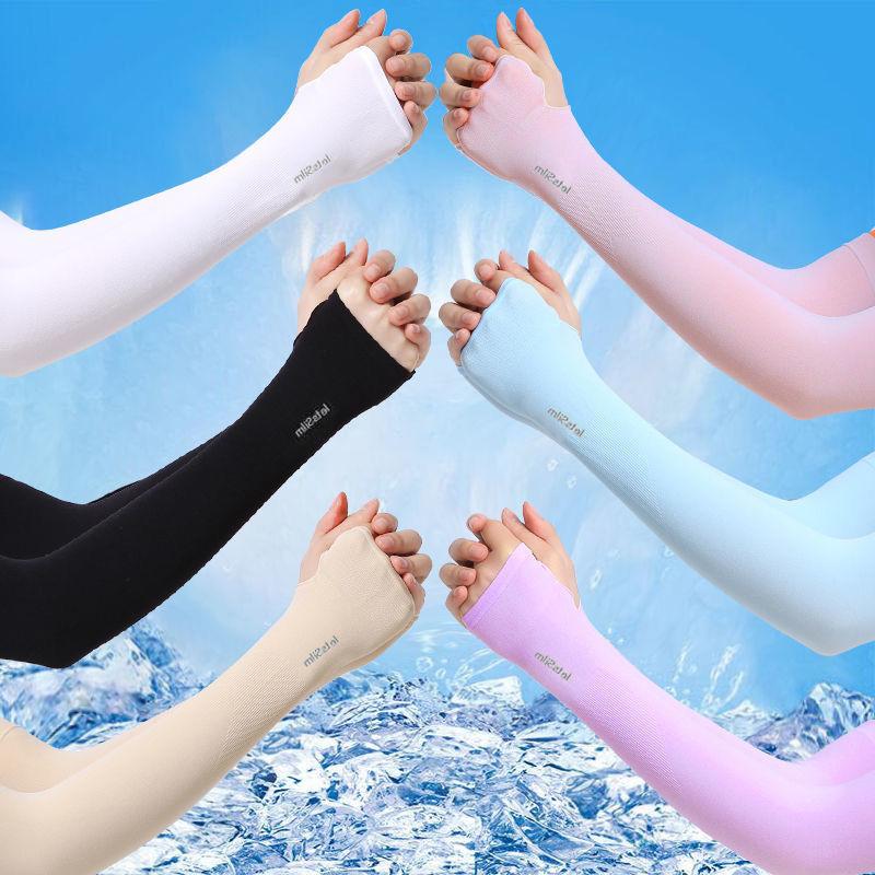 Summer Ice Silk Anti-Ice Cool Arm Sleeves Sun Protection Women's Gloves ...