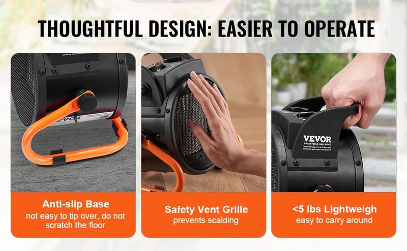 VEVOR Greenhouse Heater, 1500W PTC Fast Heating with Overheat ...