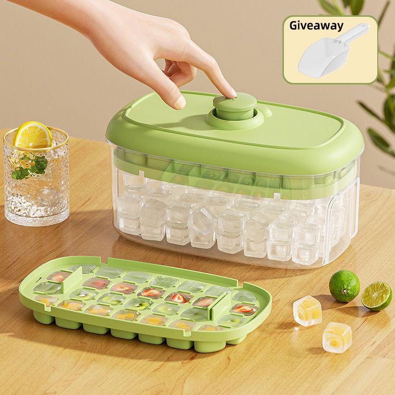 Ice Cube Mold with Lid & Ice Scoop & Storage Box, 1 Box 28/56 Grids Ice ...