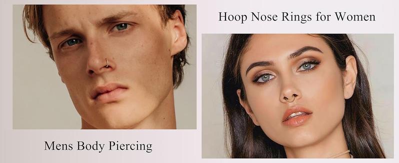 4PCS 18G Nose Rings Hoops, Surgical Steel Earrings Tragus Septum ...