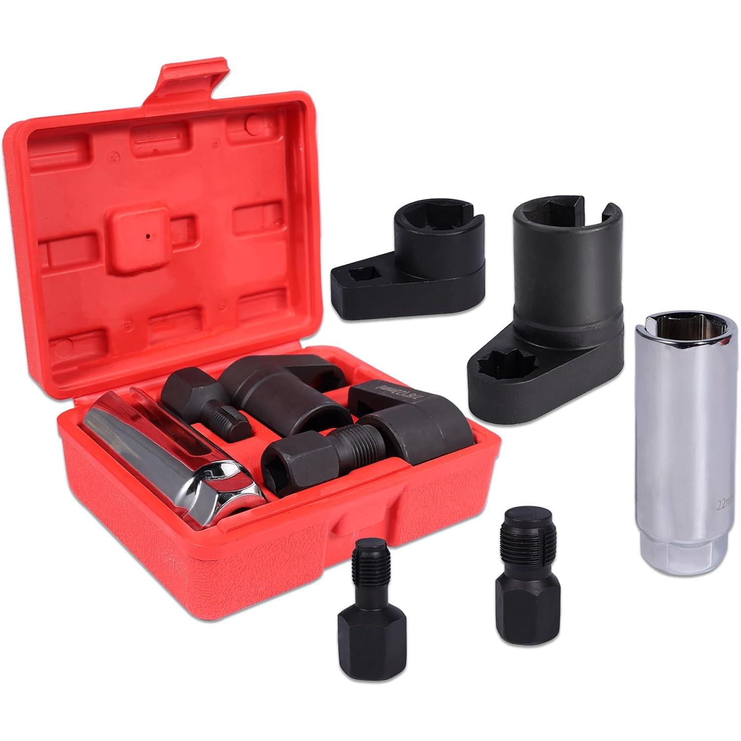 5-Piece Forged Steel O2 Oxygen Sensor Socket & Thread Chaser Tool Kit ...