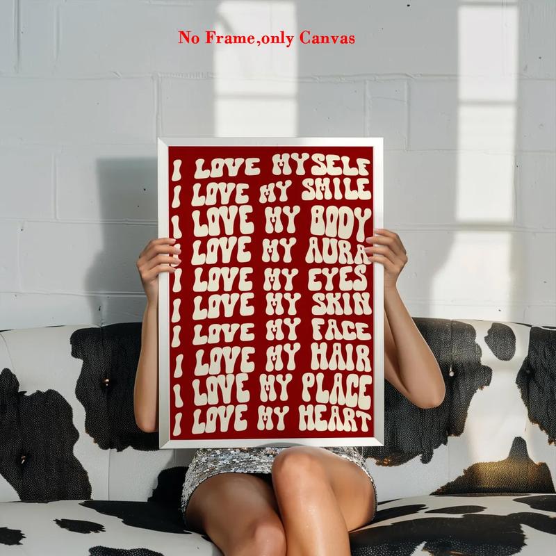 1 pc, wall art, Decorative Artwork, vintage poster, red positive quote ...