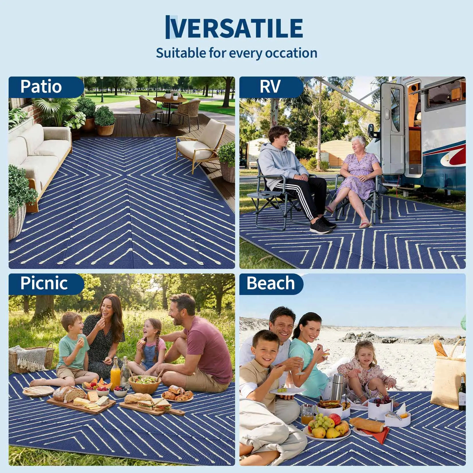 Garvee Modern Geometric Outdoor Rug Waterproof And UV Resistant Patio ...