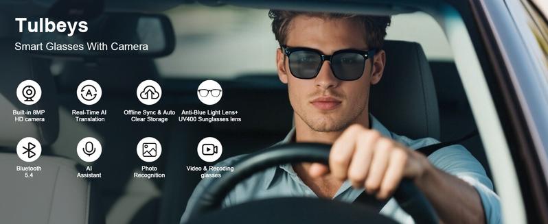 8MP 1080P HD Video Recording Smart AI Camera Glasses with Color ...