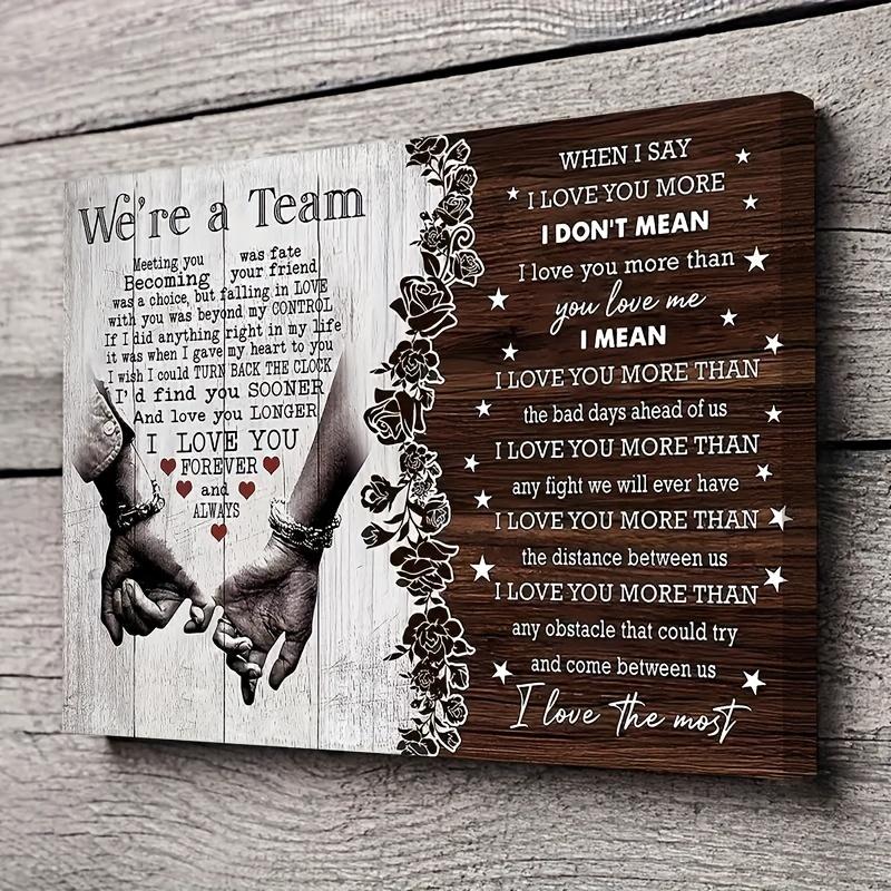 1pcs 30x40cm (11.81x15.75in) Wooden With Frame Couple Canvas, I Love ...