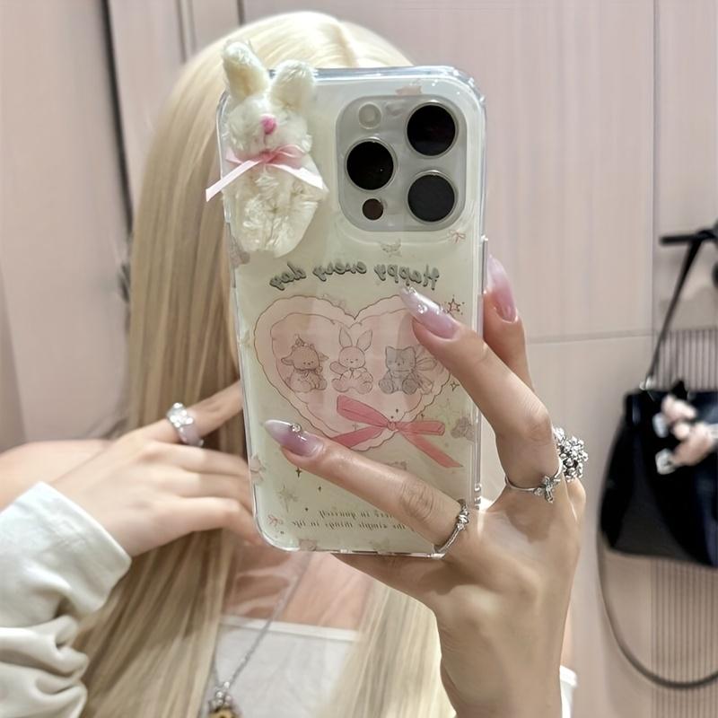 Crystal Transparent White Light Love Butterfly Rabbit Cat Phone Case ...