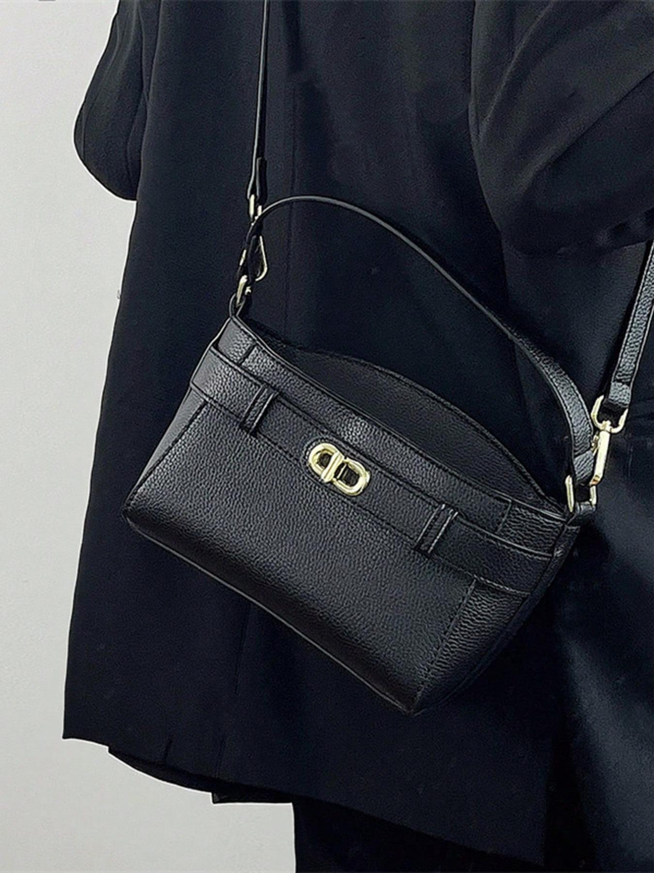 Women's Solid Lychee Pattern Shoulder Western Handbag, Elegant Fashion ...