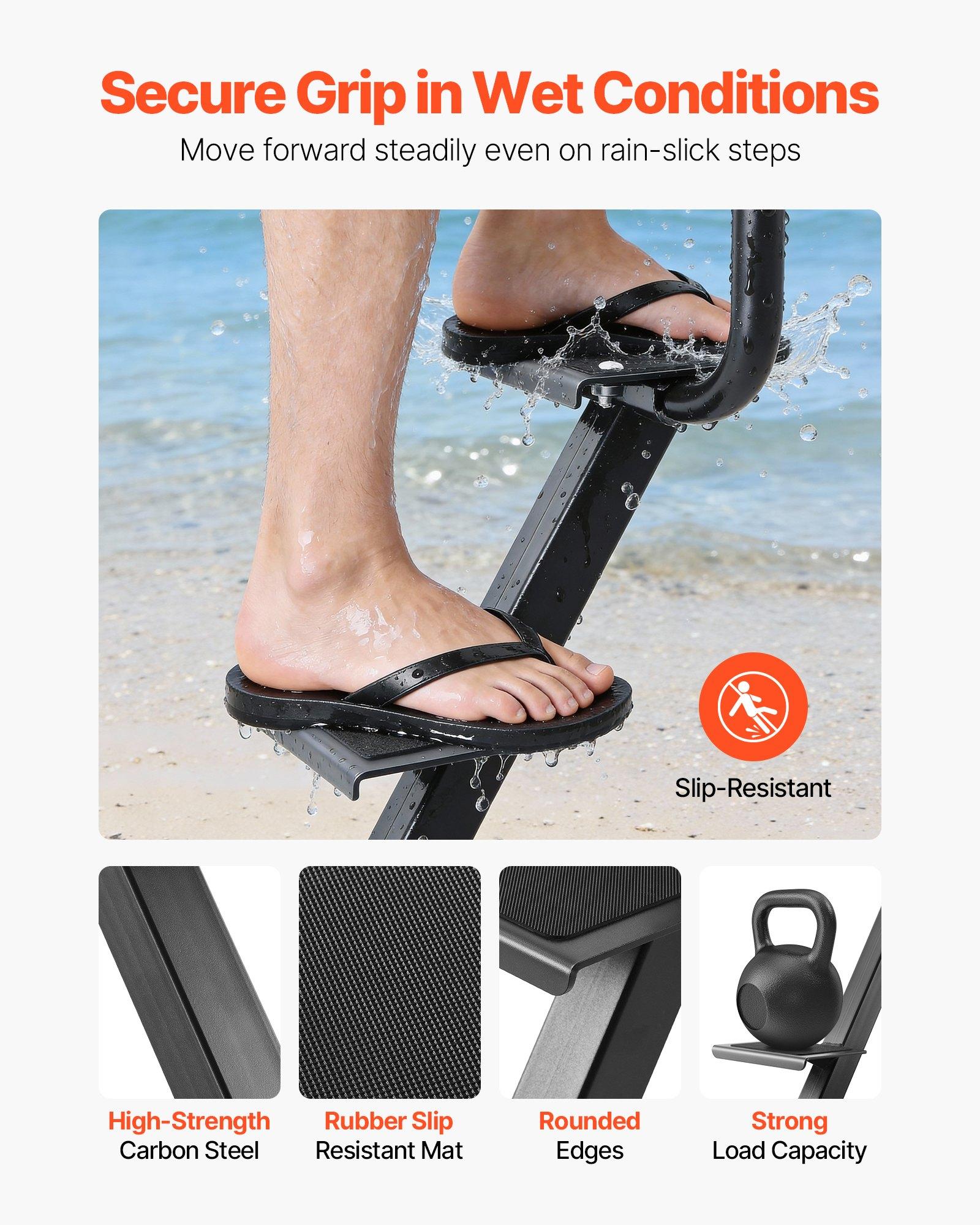 VEVOR Boat Trailer Steps, 3-Step, Heavy-Duty Boat Trailer Steps with ...