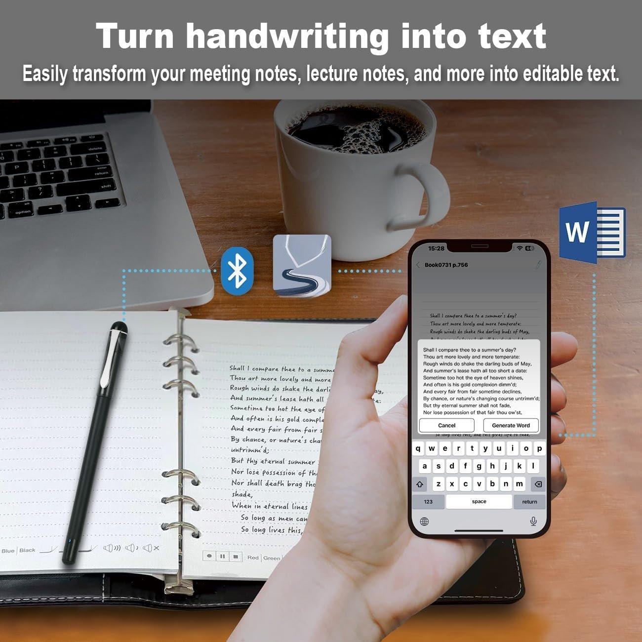 Pen for Note Taking Set Real-Time Paper-to-Digital, Digital Notebook ...