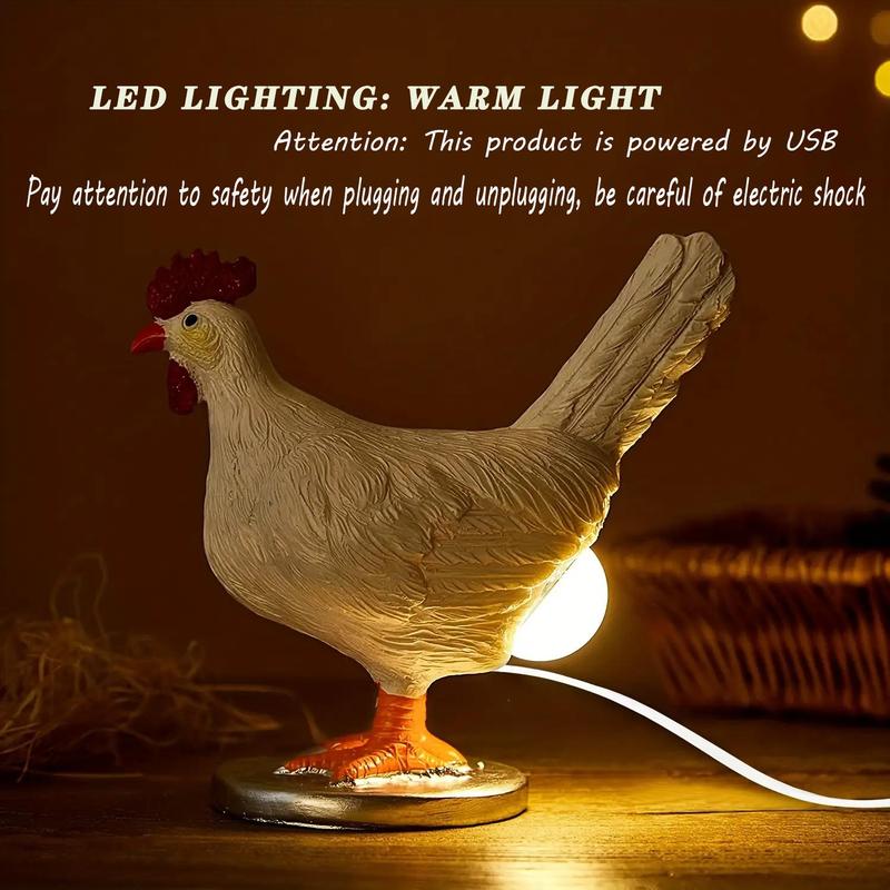 Chicken Design Desktop Decorative Light, 1 Count Cute Resin Animal ...