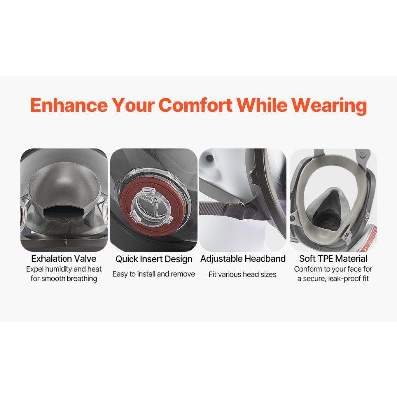 fathersdaygift VEVOR Respirator Mask, Reusable Respirator Full Face Gas ...