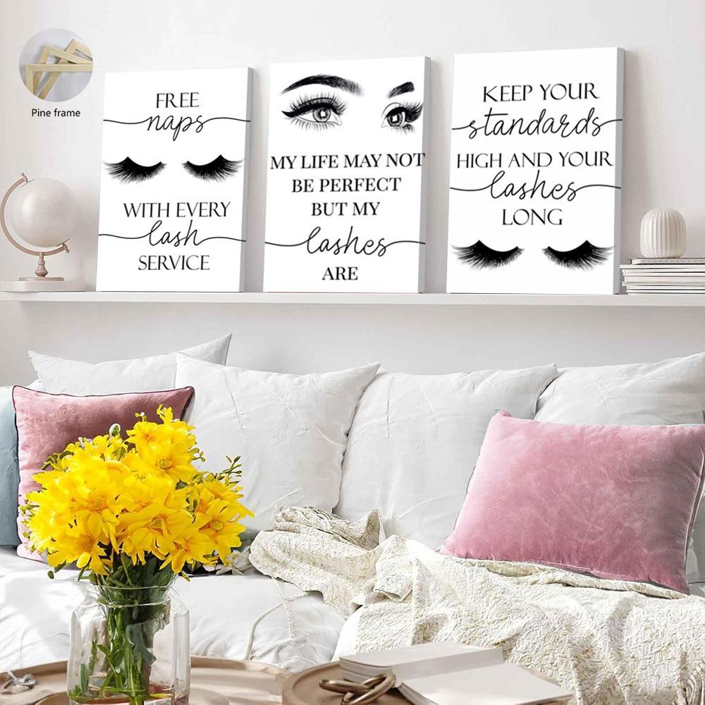 Eyelash Extensions Quotes Pattern Canvas Painting without Frame, 3 ...