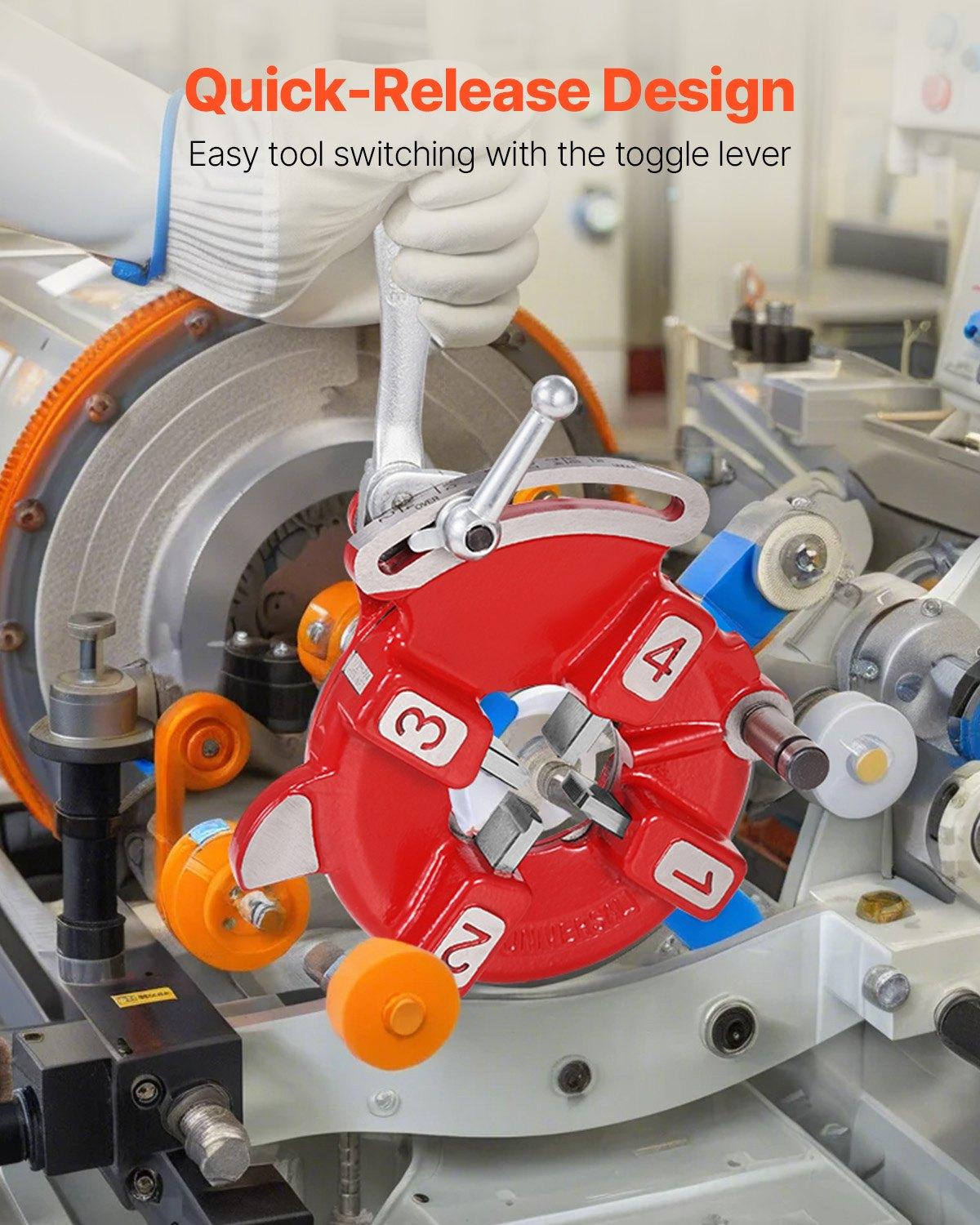 VEVOR Quick Opening Die Head, 1/8" to 2" Right-Handed Pipe Threading ...