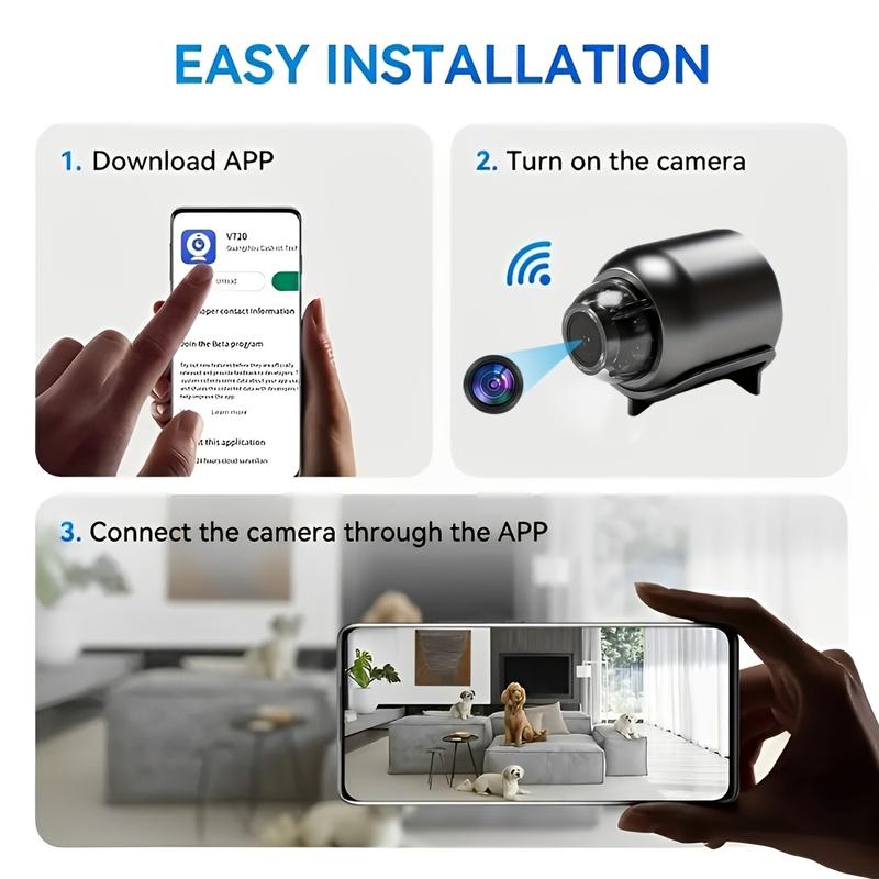 Mini Hidden WiFi Camera with Phone App Control Portable Spy Cam with ...
