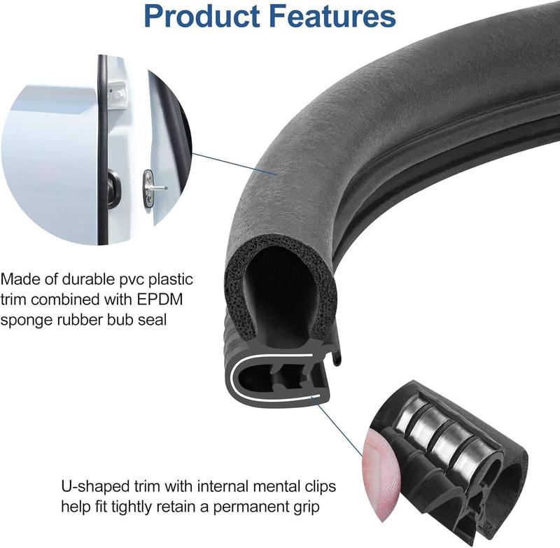 Automotive Door Weather Stripping 10Ft Door Rubber Edge Trim Seal Strip ...