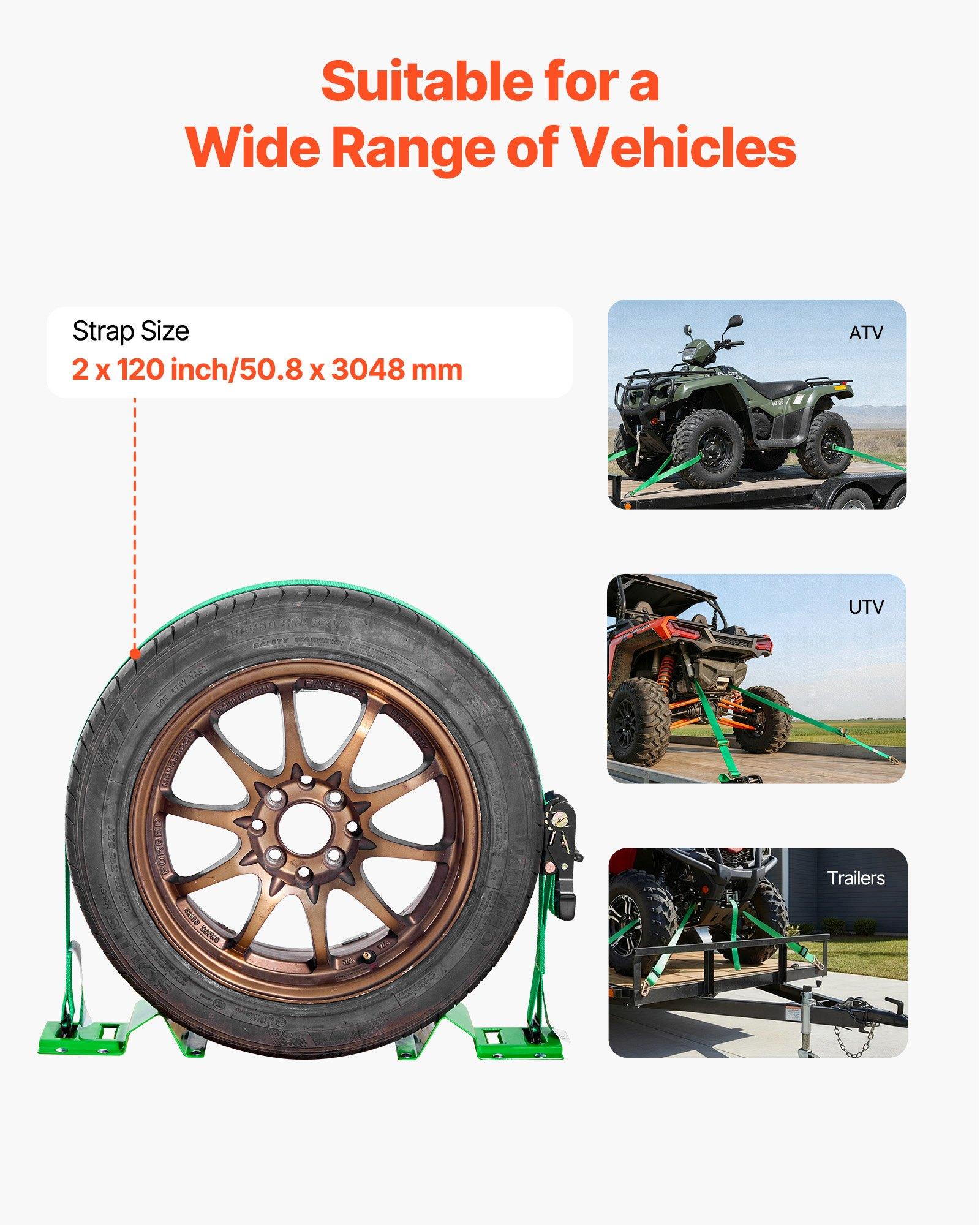 VEVOR Wheel Chock Tie-Down Kit, Chock-Style Trailer Tie Down Strap, Car ...