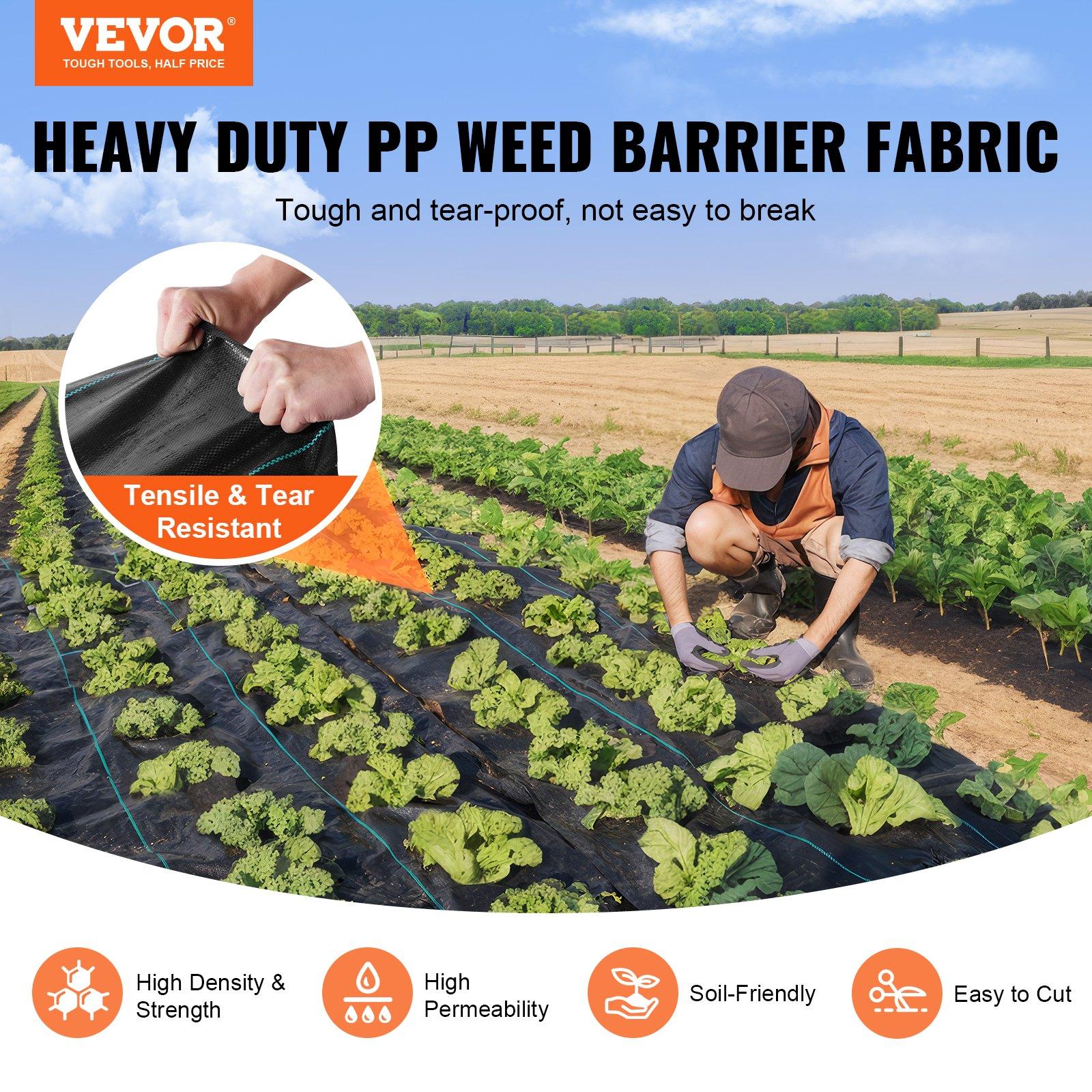 VEVOR 13FTx108FT Premium Heavy Duty Weed Barrier Landscape Fabric, 5OZ ...