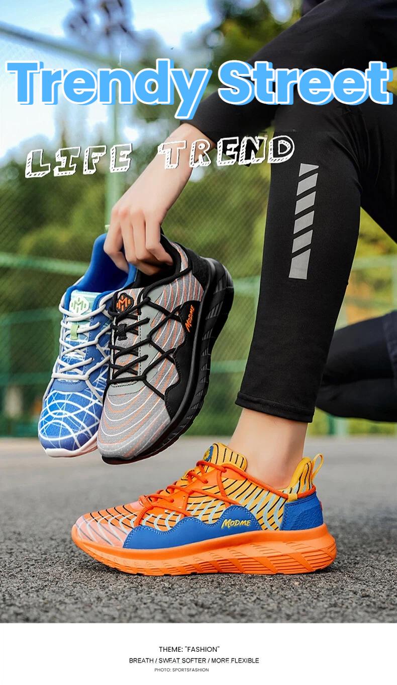 Man's Orange/blue/black sneakers that SLAP Lightweight, non-stuffy ...