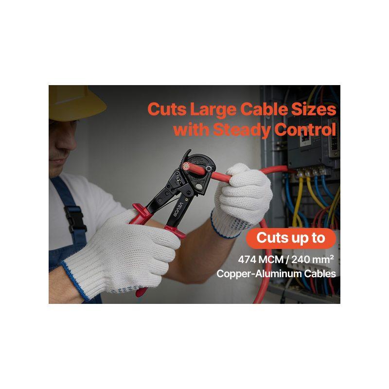 fathersdaygift VEVOR Ratcheting Cable Cutter, Spring Steel Blades with ...