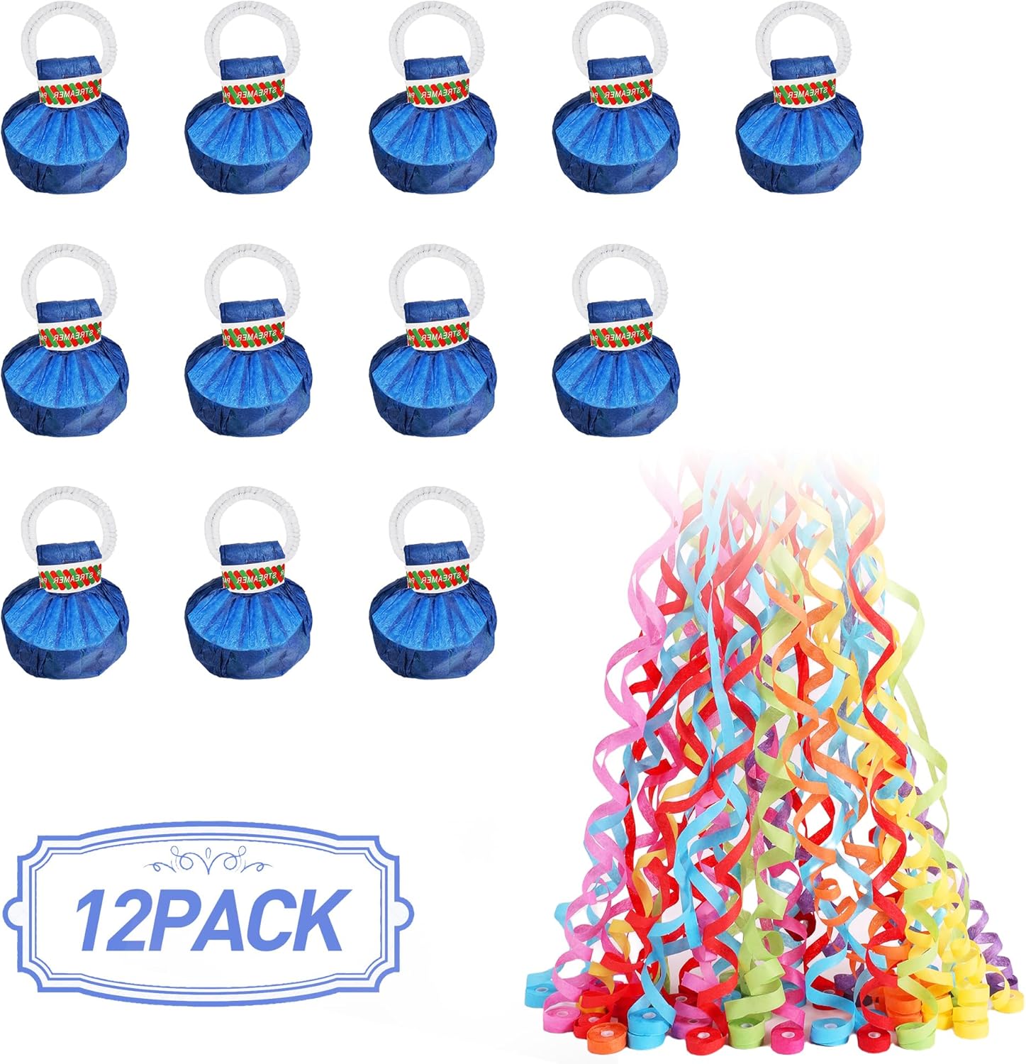 No Mess Streamers,12Pack Colorful No Mess Confetti Poppers,Party ...