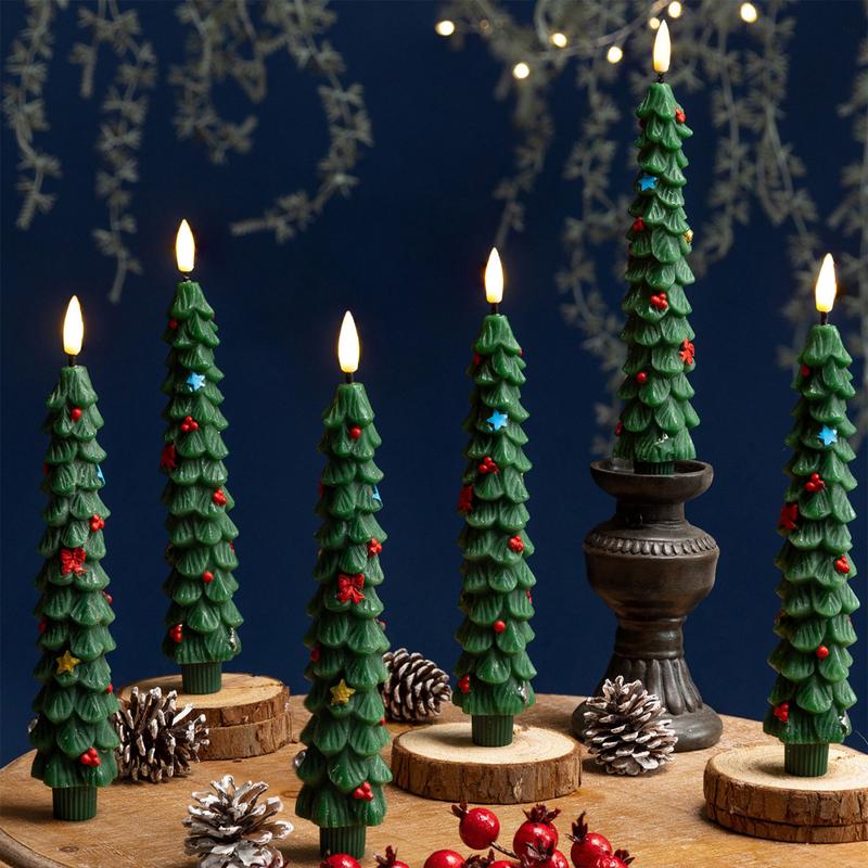 4 Pack Christmas Tree Candles Covered in fruits with Remote, 9.8 Inch ...