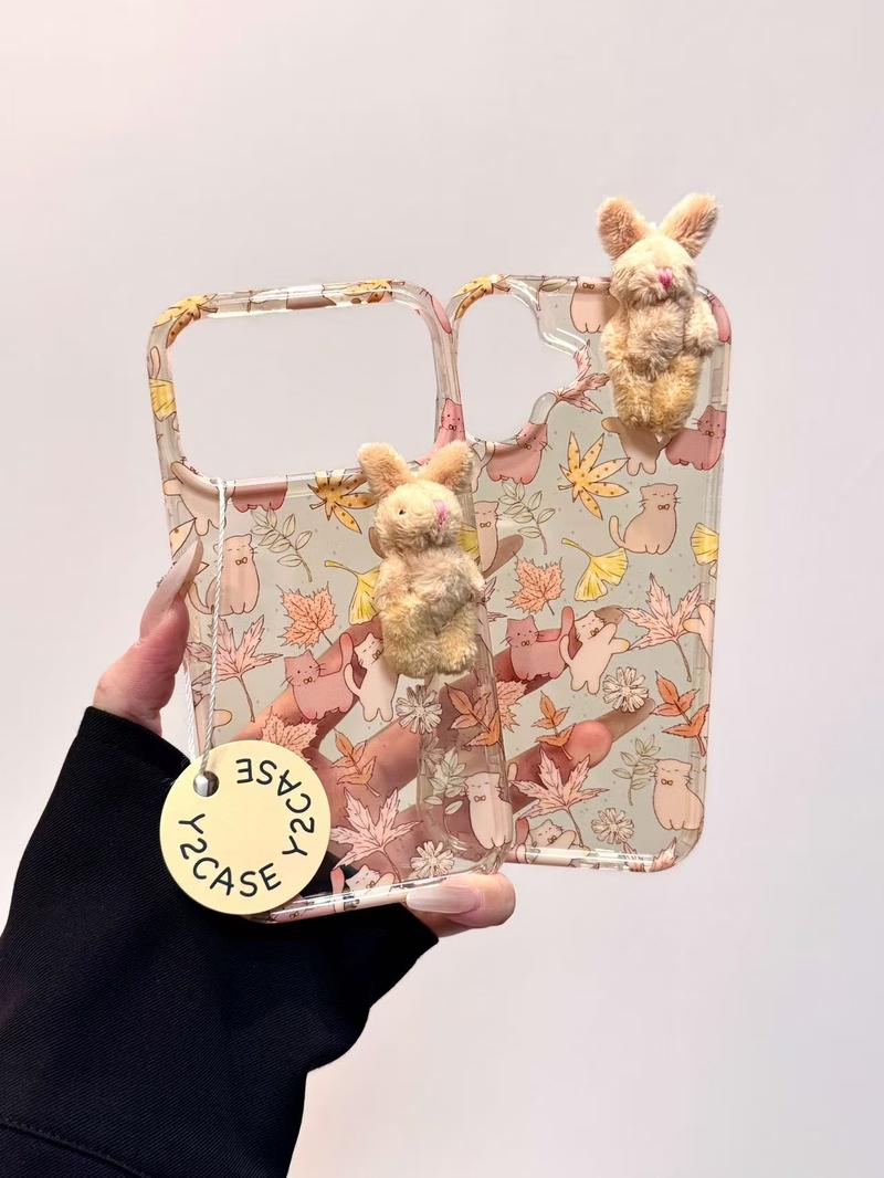 Cute Cartoon 3D Decorative Full-Screen Falling Leaves Kitten Rabbit ...