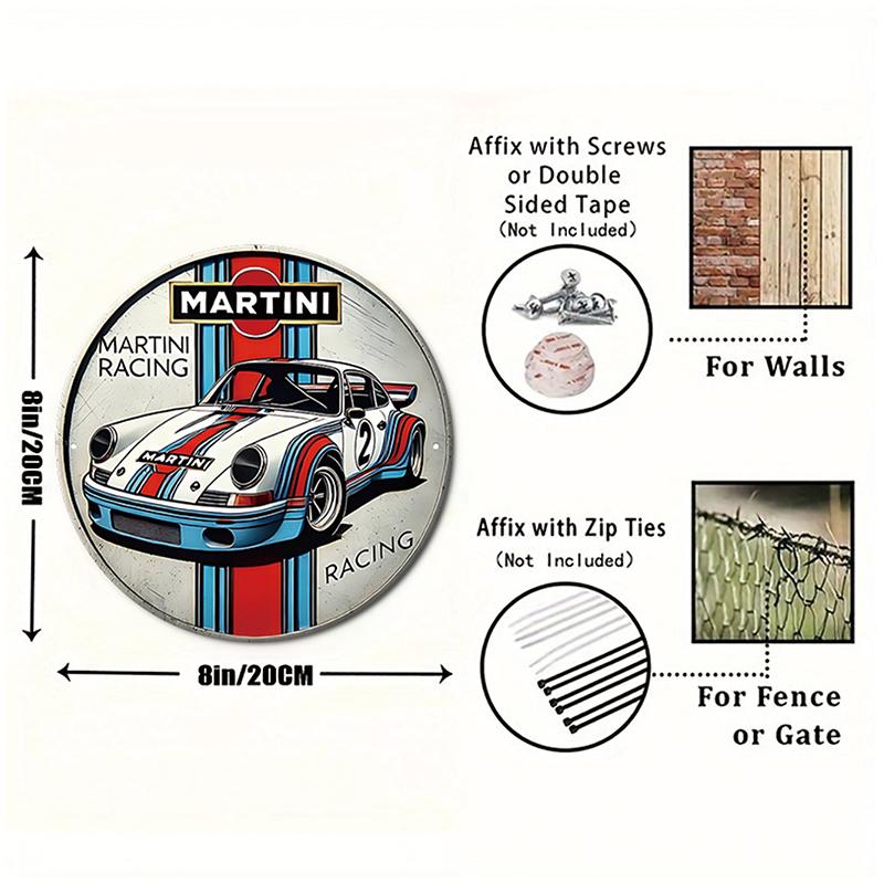 Vintage Car Oil Pattern Metal Sign, 7 Counts/set Round Metal Tin Sign ...