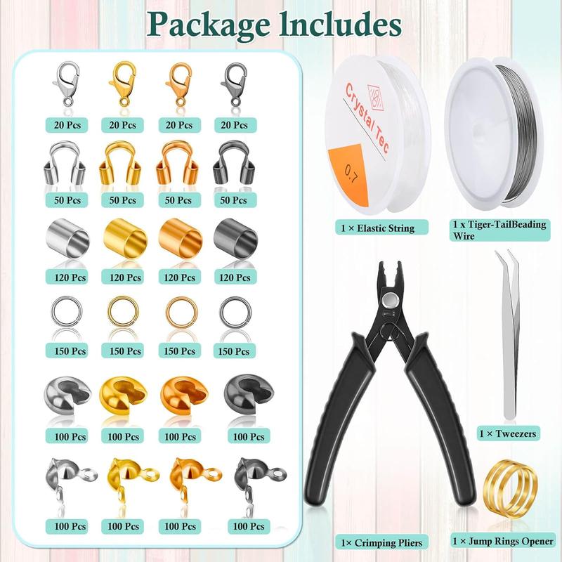 2160 count Crimp Beads Kit for Making, Knot Covers, Crimp Bead Covers ...