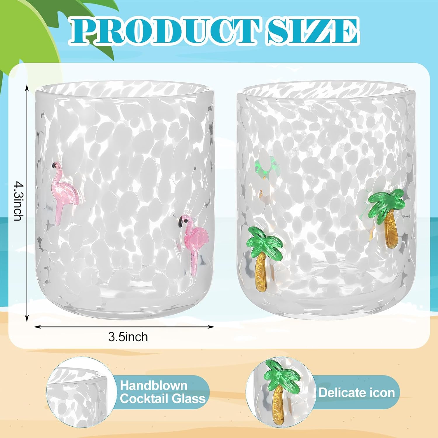14oz Classic Hawaiian Aesthetic Hand-Blown Stemless Double Old ...