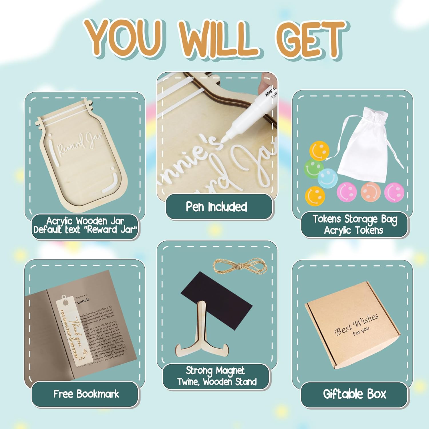 Smiley Reward Jar DIY Name 45 Tokens for Classroom Potty Chore Chart ...