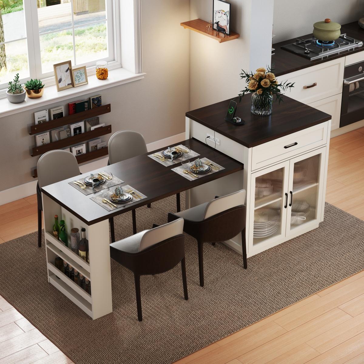 83.1'' Extendable Kitchen Island with Slide Out Table and Storage Racks ...