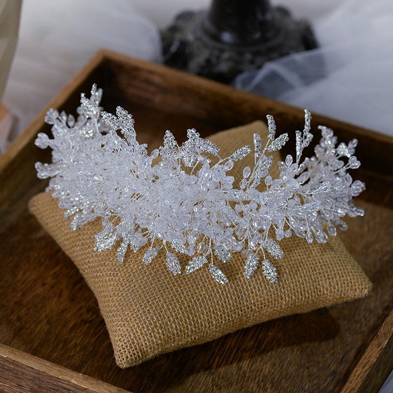 Elegant Wedding Beads Tiara Handmade Headbands Crystal Crown Hair ...