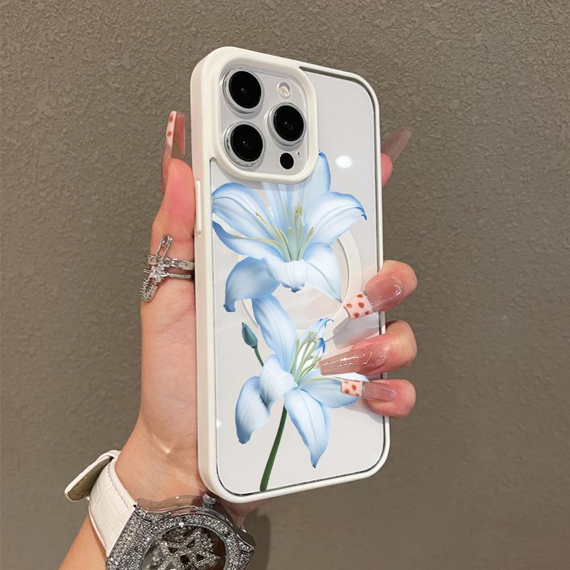 Adorable Magnetic Case for iPhone11/12/13/14/15/16/promax Blue Lilies ...