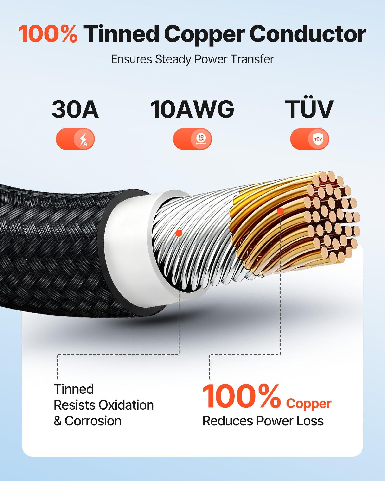 VEVOR 100FT Solar Panel Extension Cable, 10 AWG, Solar Panel Wire with ...