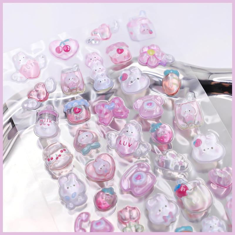 Cute Cartoon Puff Stickers - Kawaii Mini Puffy Stickers for Scrapbooks ...