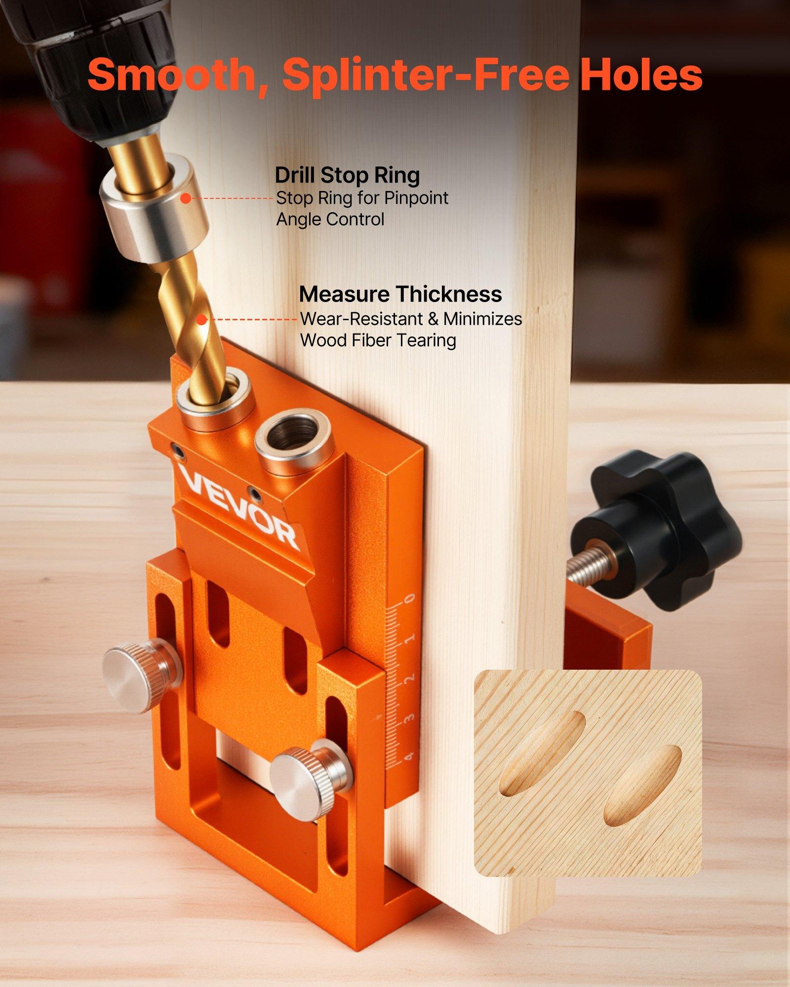 【FathersDayGift】 VEVOR Heavy Duty Pocket Hole Jig Tool Kit Set, 0.47-1. ...