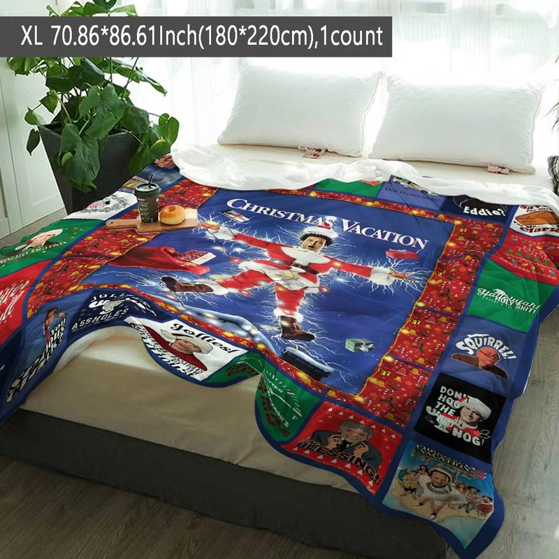Plush Christmas Blanket with Cartoon & Letter Patterns, Soft Flannel ...