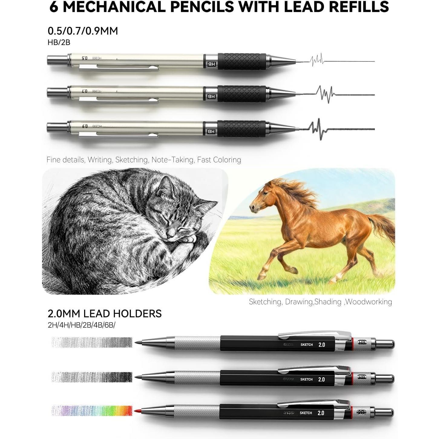 73 count Art Supplies Drawing Kit with Fineliner Pens, Mechanical ...